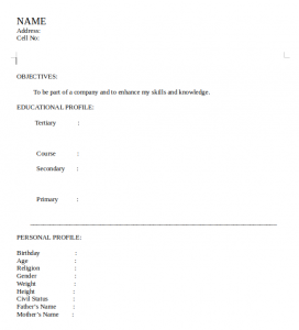 Sample BIODATA Format in Word & PDF Download - Learning Container