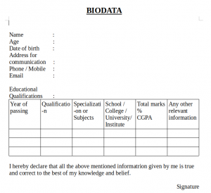 Sample BIODATA Format in Word & PDF Download - Learning Container