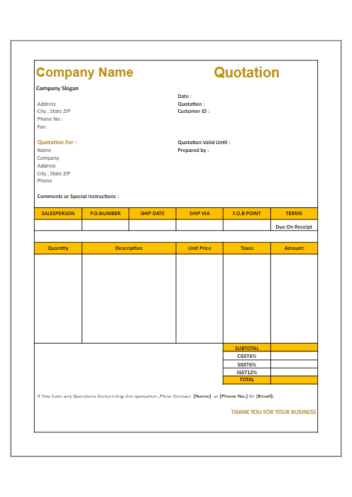 50+ Professional Quotation Template in Excel [Free Download]