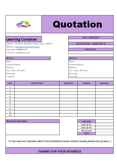50+ Professional Quotation Template in Excel [Free Download]
