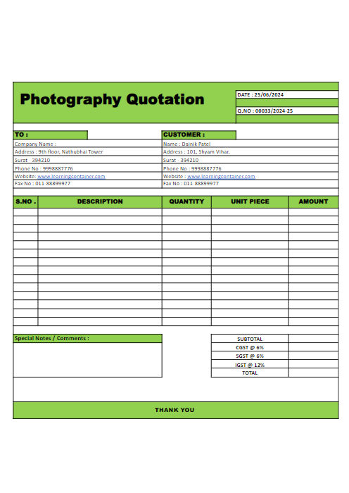 50+ Professional Quotation Template in Excel [Free Download]