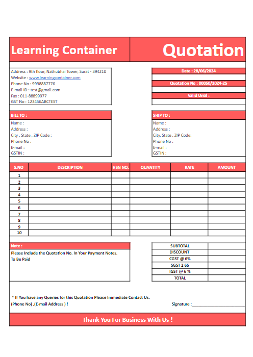 50+ Professional Quotation Template in Excel [Free Download]