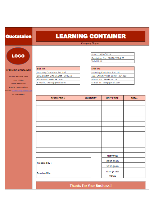 50+ Professional Quotation Template in Excel [Free Download]