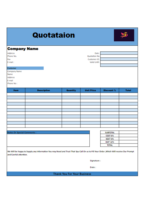 50+ Professional Quotation Template in Excel [Free Download]