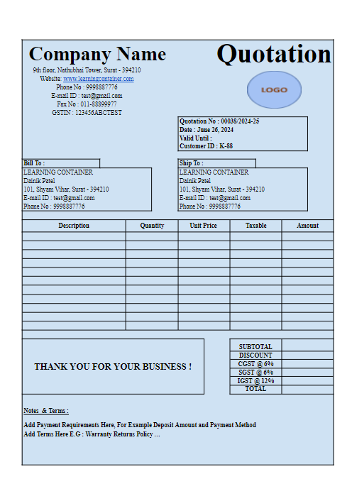 50+ Professional Quotation Template in Excel [Free Download]