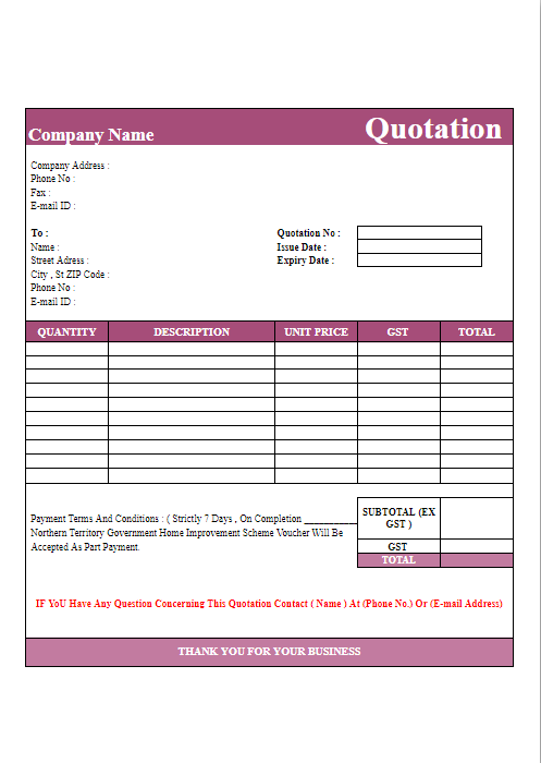 50+ Professional Quotation Template in Excel [Free Download]