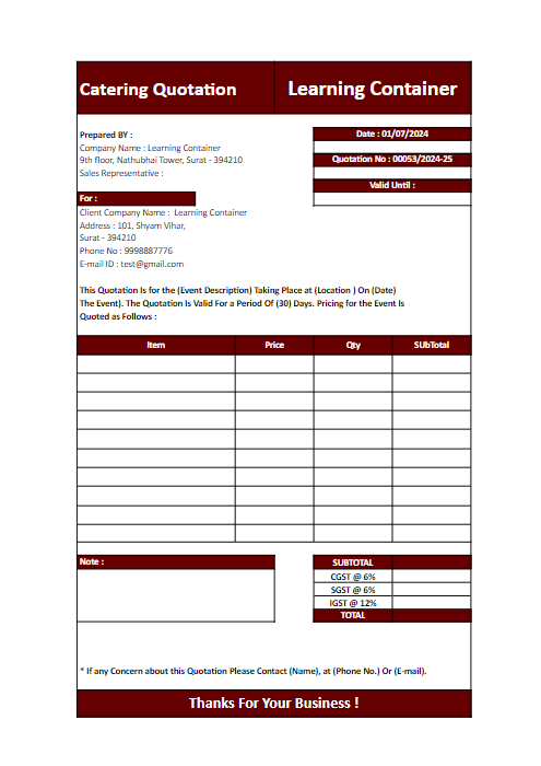 50+ Professional Quotation Template in Excel [Free Download]