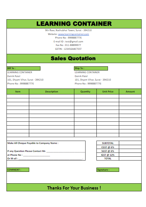 50+ Professional Quotation Template in Excel [Free Download]