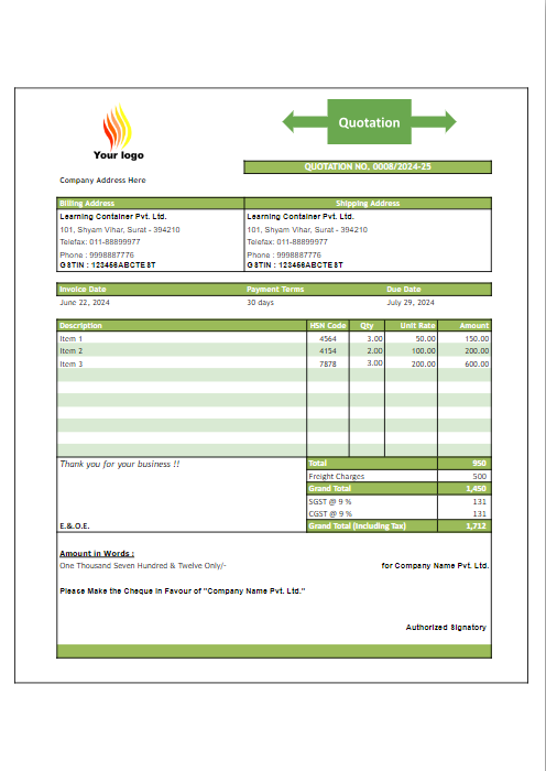 50+ Professional Quotation Template in Excel [Free Download]