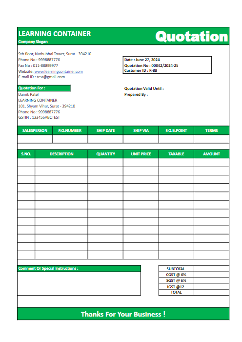 50+ Professional Quotation Template in Excel [Free Download]