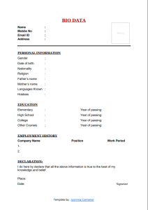 Download Simple Biodata Format for Job Word & PDF - Learning Container